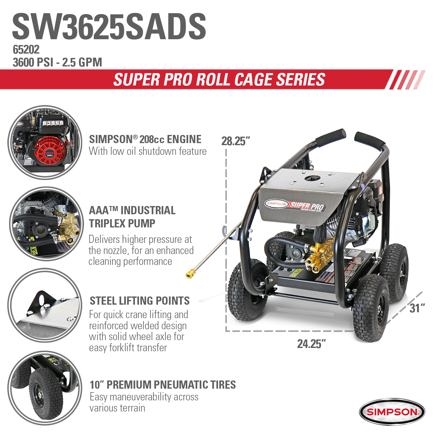 SuperPro Roll-Cage SW3625SADS|Simpson